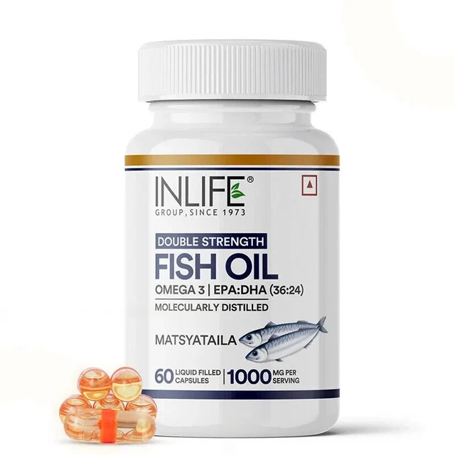 INLIFE FISH OIL (Double Strength) Omega 3 Fatty Acids Supplement ...