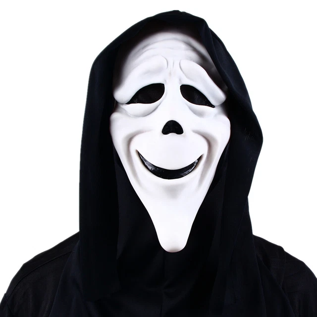 GHOST SMILEY FACE Scary Movie Scream Mask Halloween Horror Fun For ...