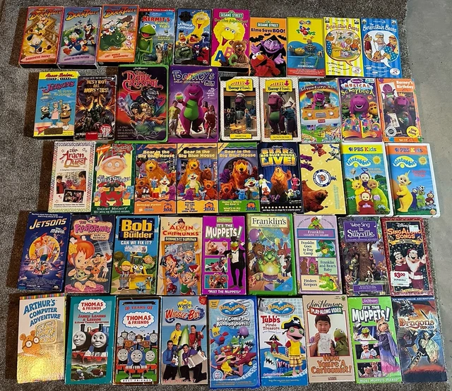 VTG KIDS VHS Tape 64 Lot Barney Bear In the Big Blue House Teletubbies ...