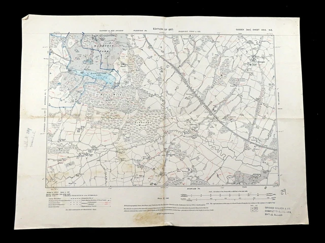 MAP OF EAST Sussex Wadhurst Park Estate Lake Stonegate Village Antique ...