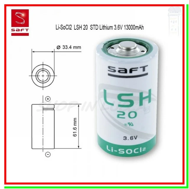 SAFT LSH20 ER-D Battery Battery Li-SOCl2 3.6V STD BA Torch D 13000mAh ...
