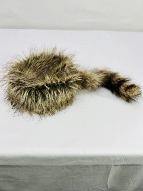 FAUX FUR HAT w/real raccoon tail Youth Davey Crockett Daniel Boone ...
