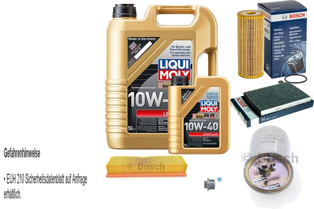 BOSCH INSPECTION SET 6L Liqui Moly Bon Fonctionnement 10W-40 pour VW Seat ,Caddy EUR 117,99 ...