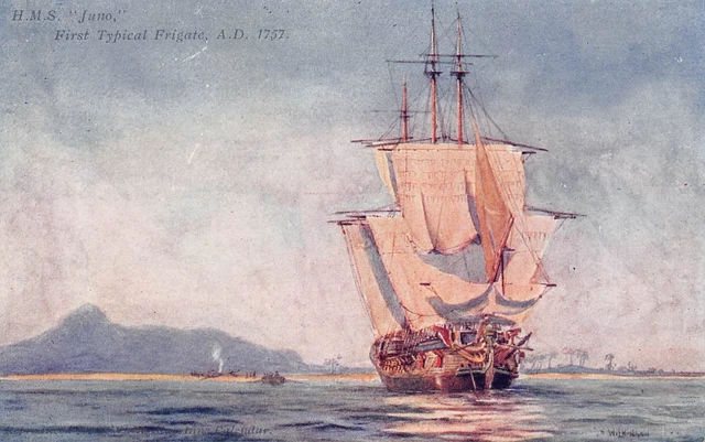 HMS JUNO FIRST Typical Frigate Sailing Ship British Navy postcard £7.02 ...