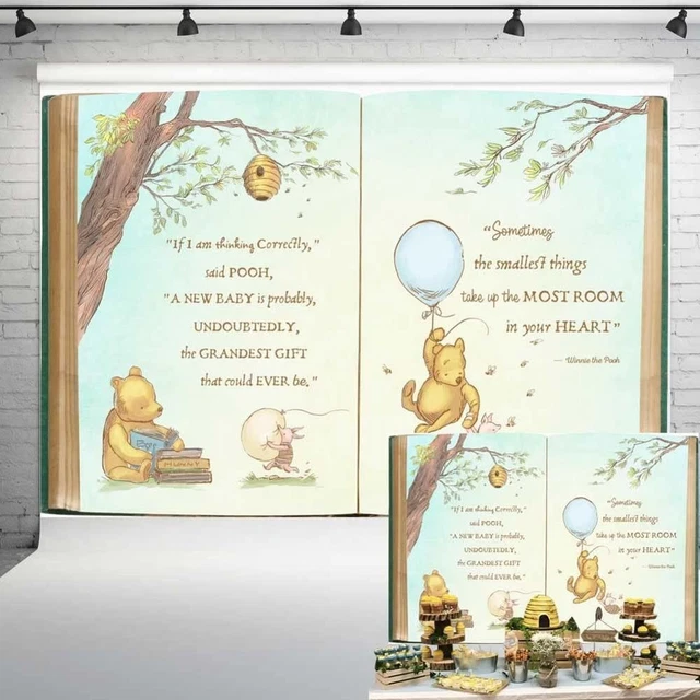 CLAASIC POOH BEAR Baby Shower Backdrop for Boy Retro Giant Book Spring ...