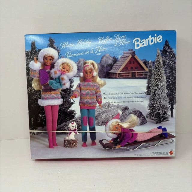1995 WINTER HOLIDAY Barbie Sledding Fun, Skipper Stacie Kelly And KoKo ...