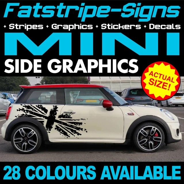 TO FIT MINI UNION JACK GRAPHICS STRIPES DECALS STICKERS CAR VINYL ONE ...