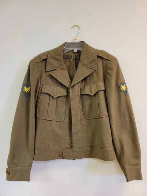 WWII US ARMY Ike Field Jacket OD Officer Wool Uniform 36L -- 1944 w ...