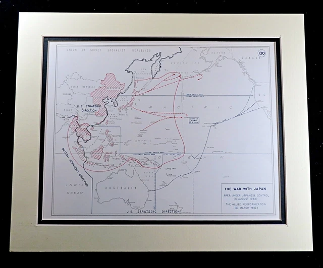 WW2 MILITARY MAP Japanese Invasion of China Pacific Enemy Operations ...