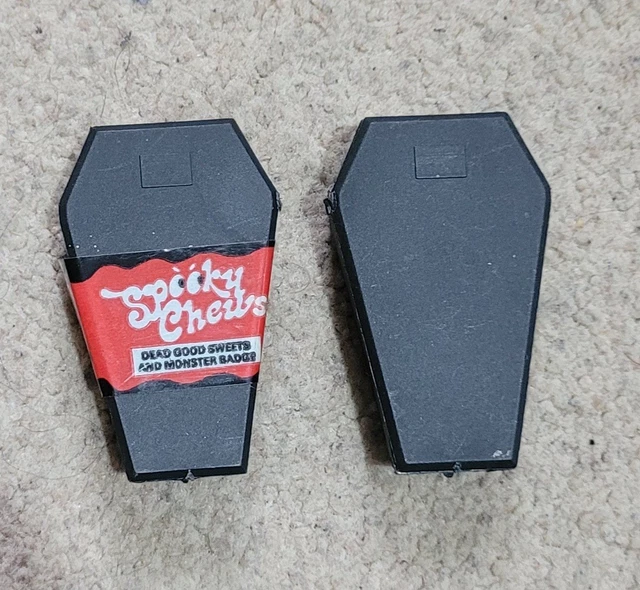 SPOOKY CHEWS 1980'S 2 X empty coffin shaped boxes/ packaging, for chews ...