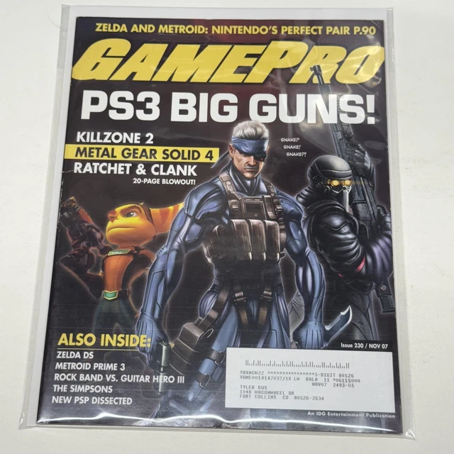 VINTAGE GAMEPRO MAGAZINE Issue 230 Nov 2007 PS3 Big Guns Metal Gear ...