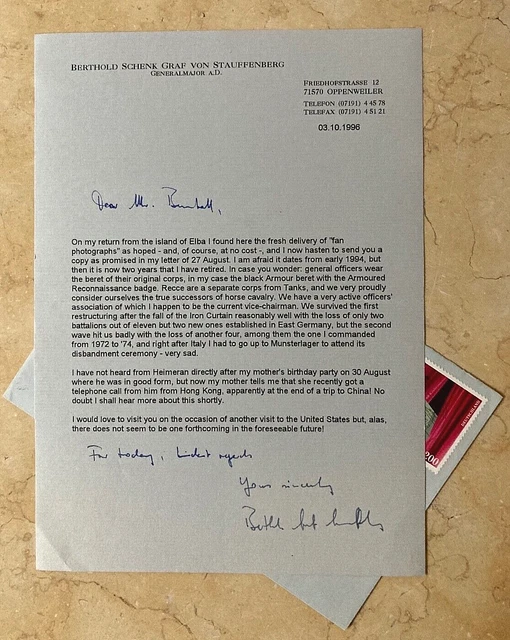 RARE! WW2 GERMAN Col. Claus Von Stauffenberg 'S Son Berthold ...