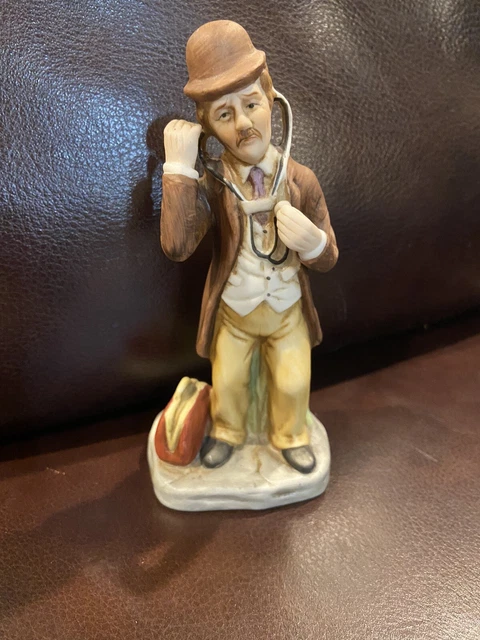 (36) VINTAGE PORCELAIN Bisque Doctor Figurine w Stethoscope & Bag £9.55 ...