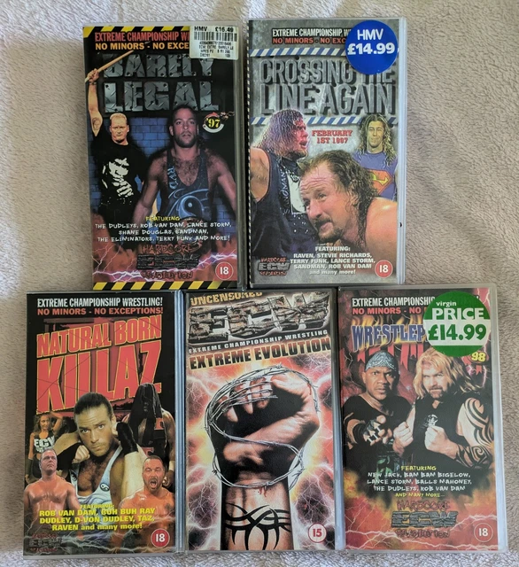 5 ECW VHS Barely Legal 97 Crossing Line Wrestlepalooza 98 Extreme ...
