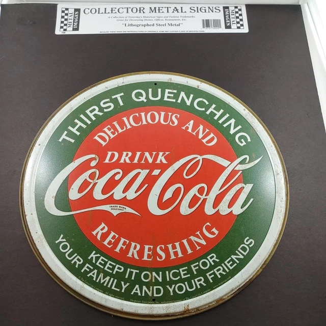 DRINK COCA-COLA COLLECTOR Lithograph Steel Metal Sign Images Circle ...