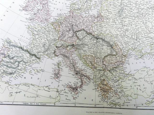 MAP OF EUROPE Antique Original 1888 19th Century European Empire ...