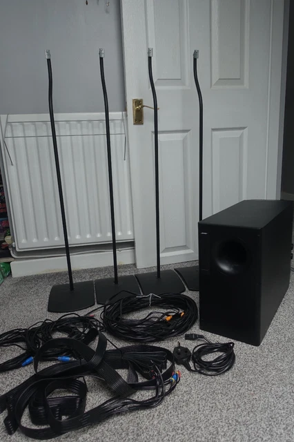BOSE ACOUSTIMASS 15 (2 pair speaker stands, ALL cables & Subwoofer ONLY ...