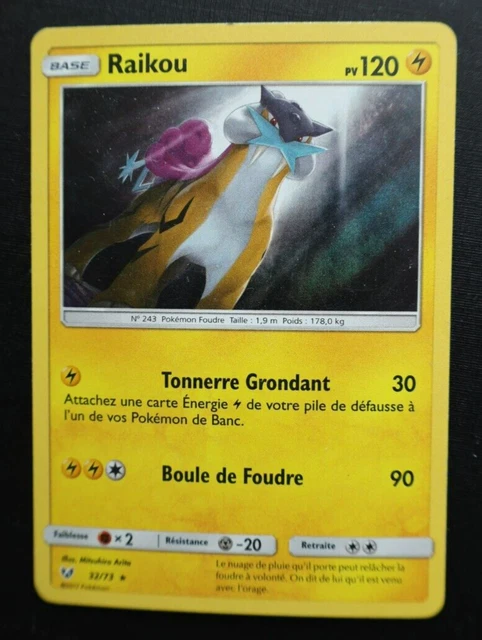 CARTE POKÉMON Raikou 32/73 HOLO Soleil & Lune Légendes Brillantes FR ...