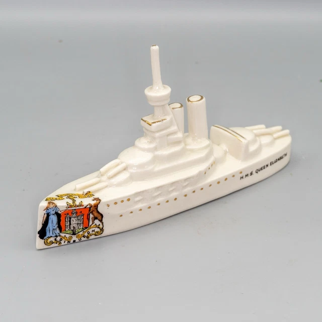 SAVOY CRESTED CHINA WW1 HMS Queen Elizabeth Battleship - Edinburgh ...