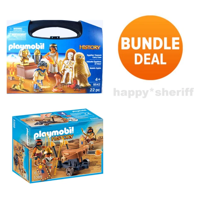 PLAYMOBIL HISTORY EGYPTS Bundle Set 9542 Trésor et Set 5388 Ballista ...
