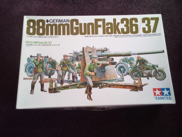 TAMIYA GERMAN 88 mm Flak 36/37, plus 9 Crew, plus Zundapp ,1/35 scale ...