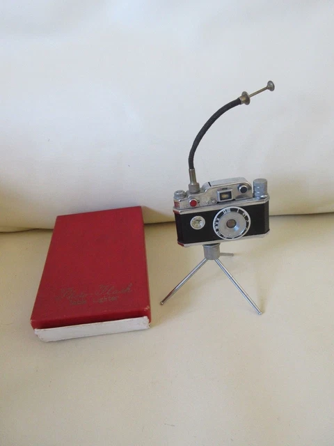VINTAGE RARE PHOTO FLASH Camera TABLE LIGHTER With Compass In Box KKW ...