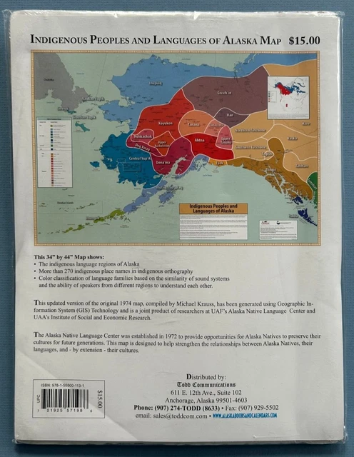 ALASKA INDIGENOUS PEOPLES and Languages Map with Native Place Names £8. ...