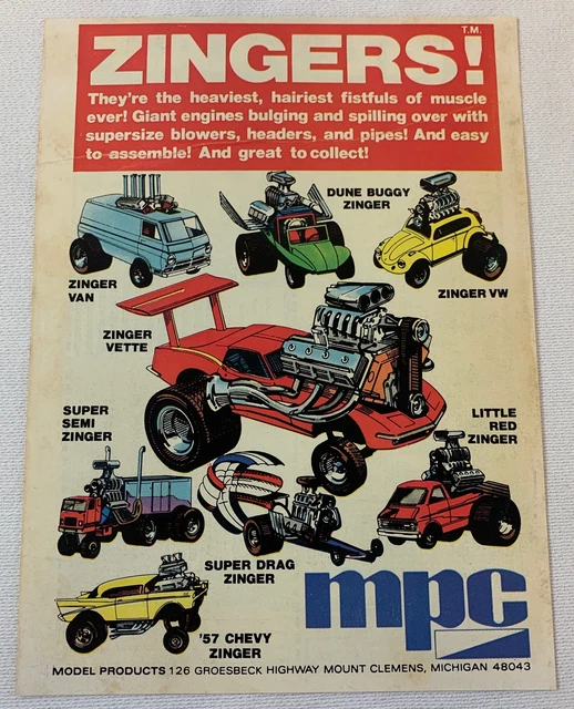 1974 MPC ZINGERS ad~VW,Little Red,Super Drag,Super Semi,Vette,Van,Dune ...