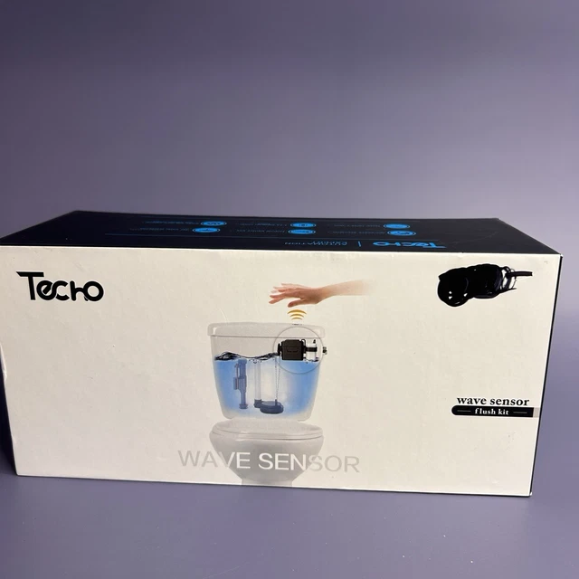 TECHO TOUCHLESS TOILET Flush Kit Wave Sensor Powered By Batteries NEW £ ...