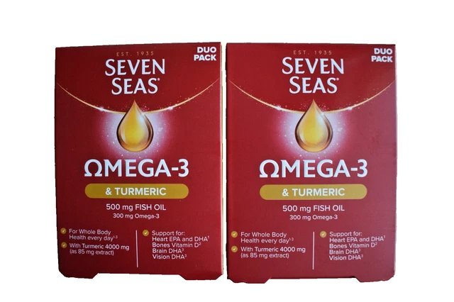 2X SEVEN SEAS Omega-3 & Turmeric 4000mg & Omega-3 120 Tablets ...