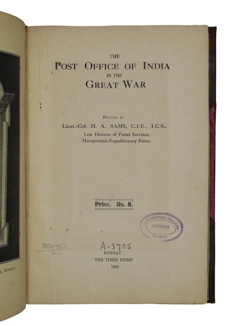 1922 POST OFFICE OF INDIA DURING THE FIRST WORLD WAR Postal Service 1ST ...