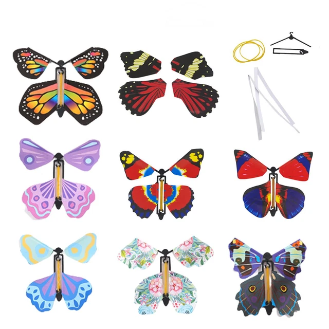 10×MAGIC FLYING BUTTERFLY Wind Up Toy Greeting Card Birthday Wedding ...