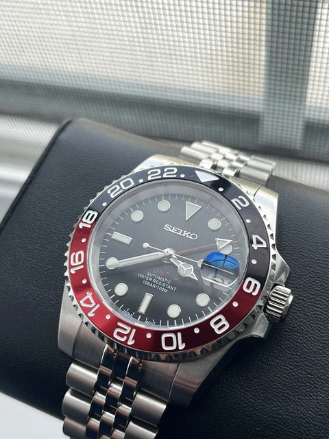 CUSTOM NH35 MOVEMENT seiko mod - "COKE BLACK/RED mod" GMT Automatic ...