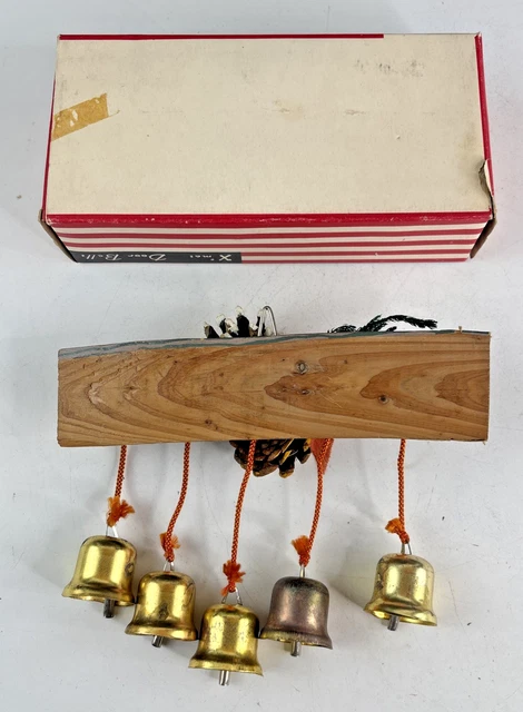 VINTAGE YULE LOG Christmas Door Bells Ringer w/ Box Dan-Dee Imports ...
