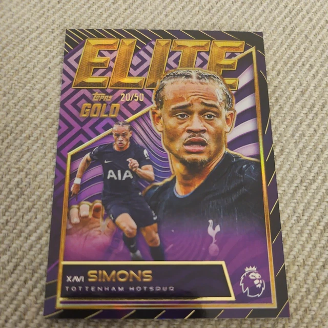 TOPPS GOLD PREMIER League 2025/26 Xavi Simons Elite /50 Tottenham ...