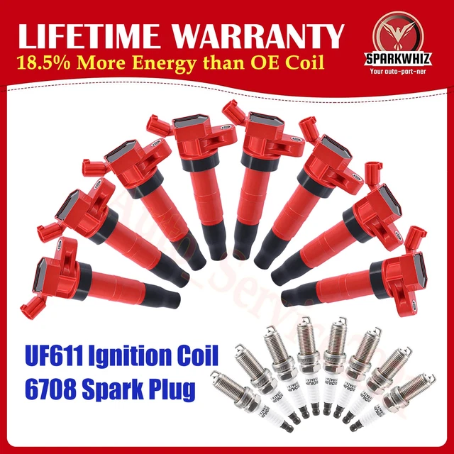 UF611 IGNITION COIL and 6708 Iridium Spark Plug For Hyundai Equus 4.6L ...