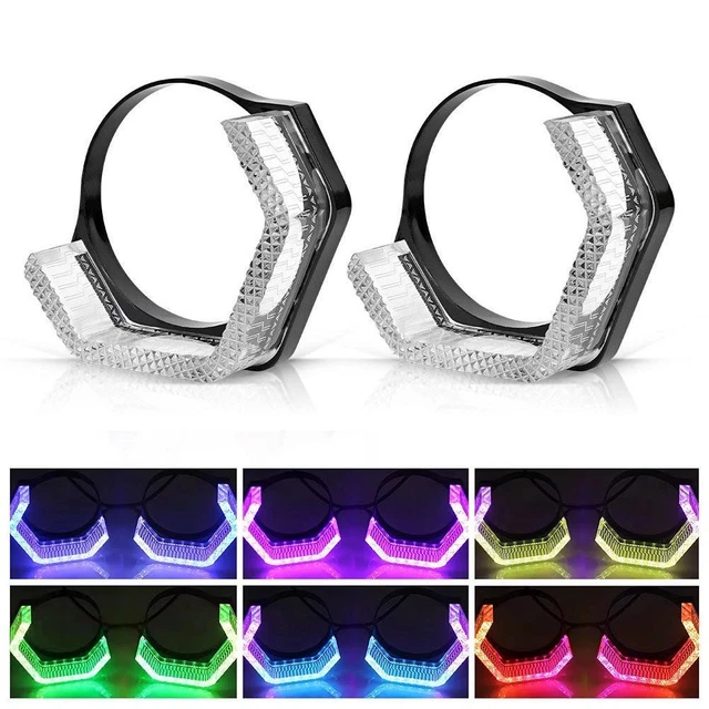2PCS RGB LED Angel Eyes 5D Crystal Mask Turn Singal Light Halo Rings ...