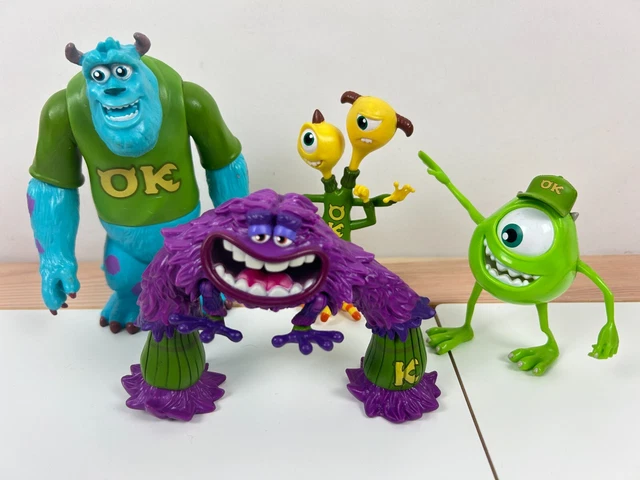 DISNEY PIXAR MONSTERS University 4 x figure da gioco, Mike, Sulley, Art ...