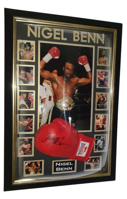 RARE NIGEL Benn SIGNED Boxing GLOVE Autograph Display ** NEW DISPLAY £ ...