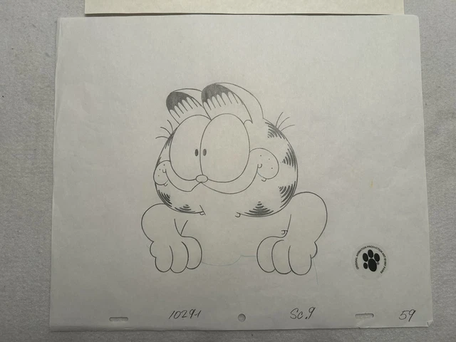 GARFIELD ORIGINAL PRODUCTION ANIMATION DRAWING w/ CERTIFICATE OF ...