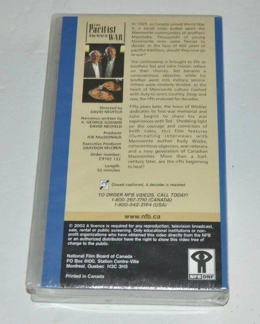 NFB VHS VIDEO The PACIFIST WHO WENT TO WAR 2002 movie Canada $22.39 ...
