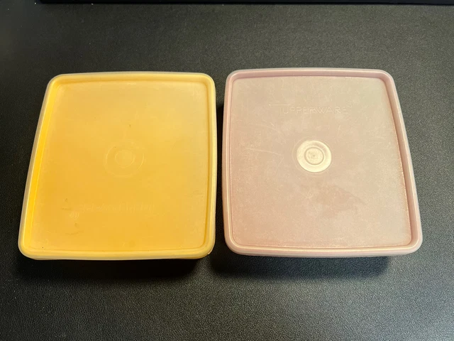 VINTAGE TUPPERWARE SQUARE-A-WAY Sandwich Keeper Red 670-34 & Yellow 670 ...