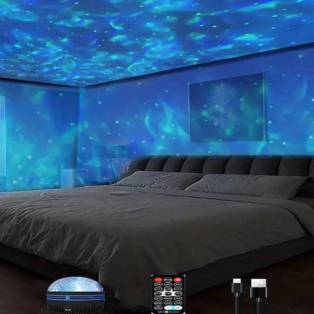 GALAXY PROJECTOR - Water Wave Night Light for Kids Room - 7 Color ...