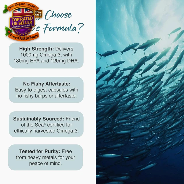 OMEGA 3 FISH Oil 1000Mg, 360 Softgel Capsules. 12 Months Supply. EPA ...