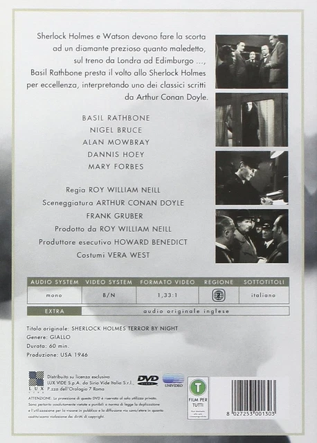 SHERLOCK HOLMES TERROR by night italian Region Free (DVD) Rathbone (US ...