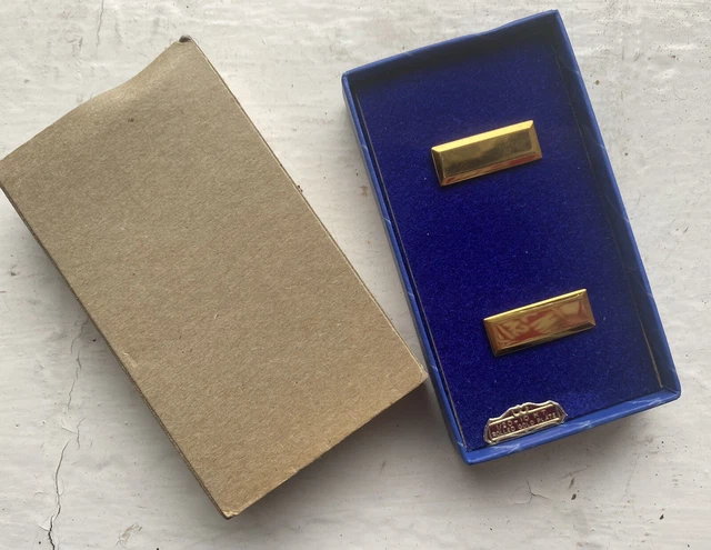 WW2 US ARMY 2nd Lieutenant Officers Rank Badges Boxed Original made by ...