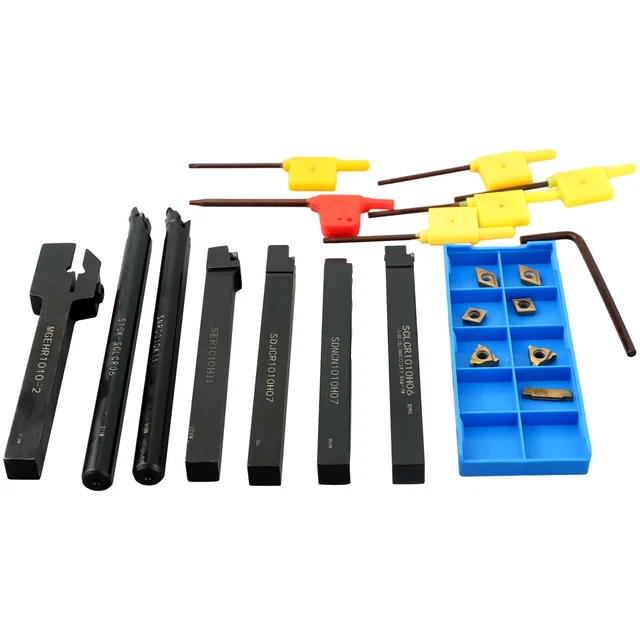 ENSEMBLE D'OUTILS DE tournage indexables haute performance avec tige de 10 mm 14 EUR 67,21 ...