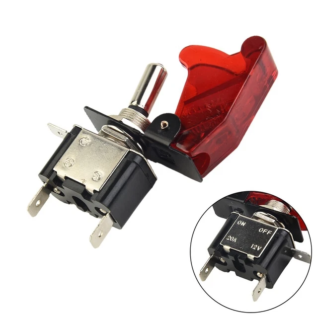 12V DC TOGGLE Switch Heavy Duty 20 AMP SPST On/Off with Red LED and ...