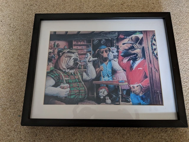 DOGS PLAYING DARTS Wall Art DRAWING PRINT L@@K MAN CAVE £2.99 - PicClick UK