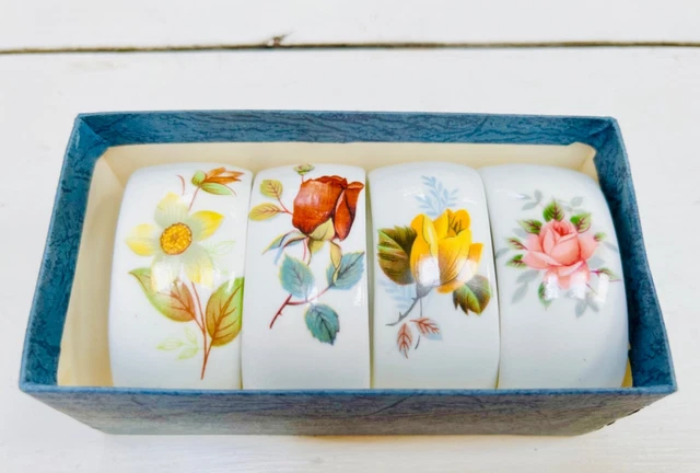 VINTAGE FINE BONE China Napkin Rings Set Chelson Made In England ...